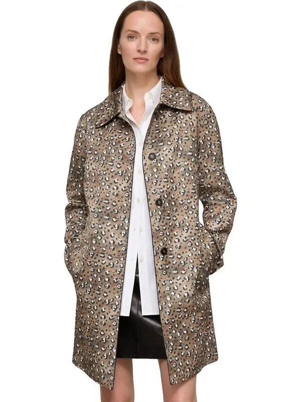 Lafayette 148 New York Leopard Print Cotton Twill Coat - Brownstone Multi