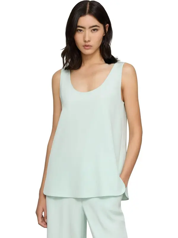 Lafayette 148 New York Organic Silk Sleeveless Tank - Aquamarine