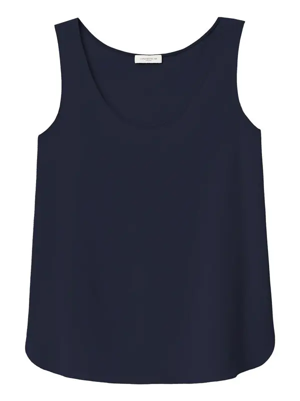 Lafayette 148 New York Organic Silk Sleeveless Tank - Blue Ink