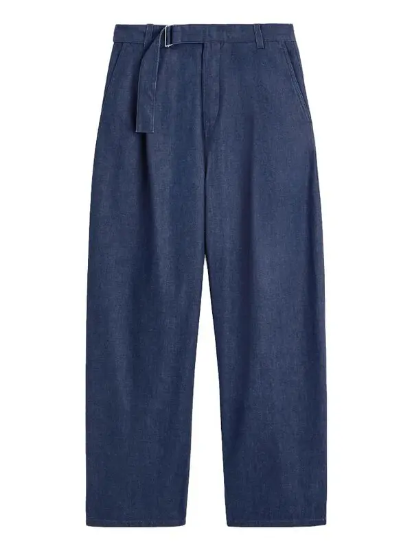 Cos Belted Denim Barrel-leg Pants - Blue