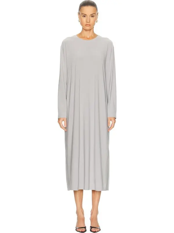 Norma Kamali Oversized Long Sleeve Midcalf Shirt Dress - Grey