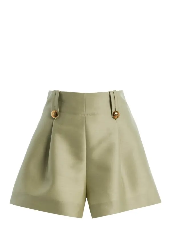Zimmermann Luna Wool-silk Tailored Shorts - Green