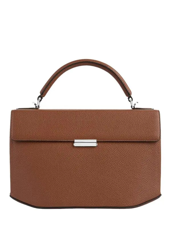 TOTEME Clip Grained-leather Top Handle Bag - Sienna