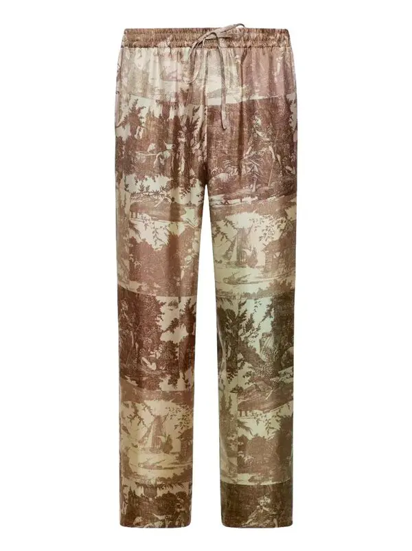 PIERRE-LOUIS MASCIA Pastoral Print Trousers - Neutrals
