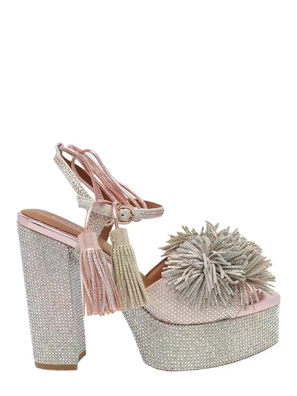 Kurt Geiger Strass Tassel Platform Sandals - Silver