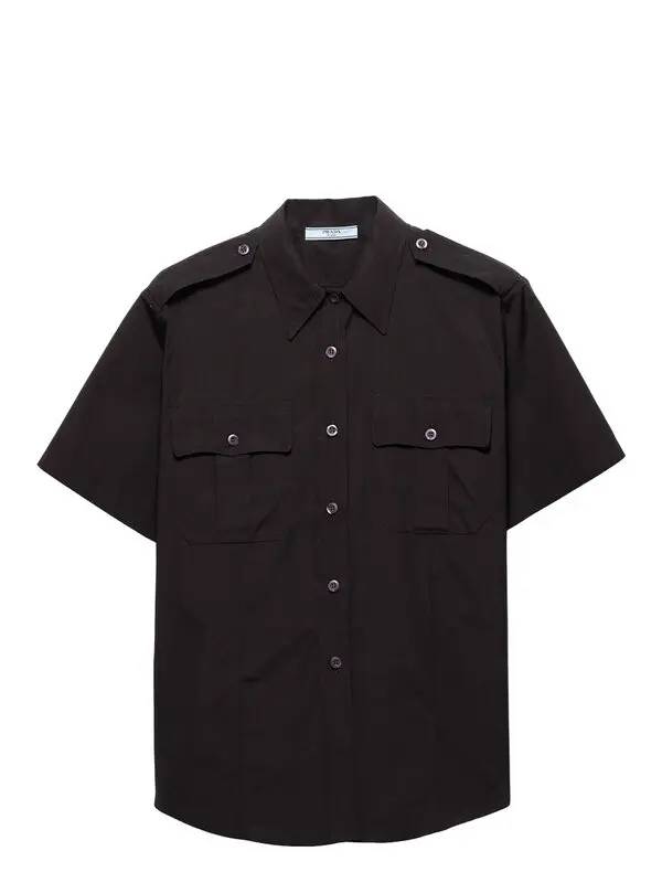 Prada Short-sleeved Poplin Shirt - Black