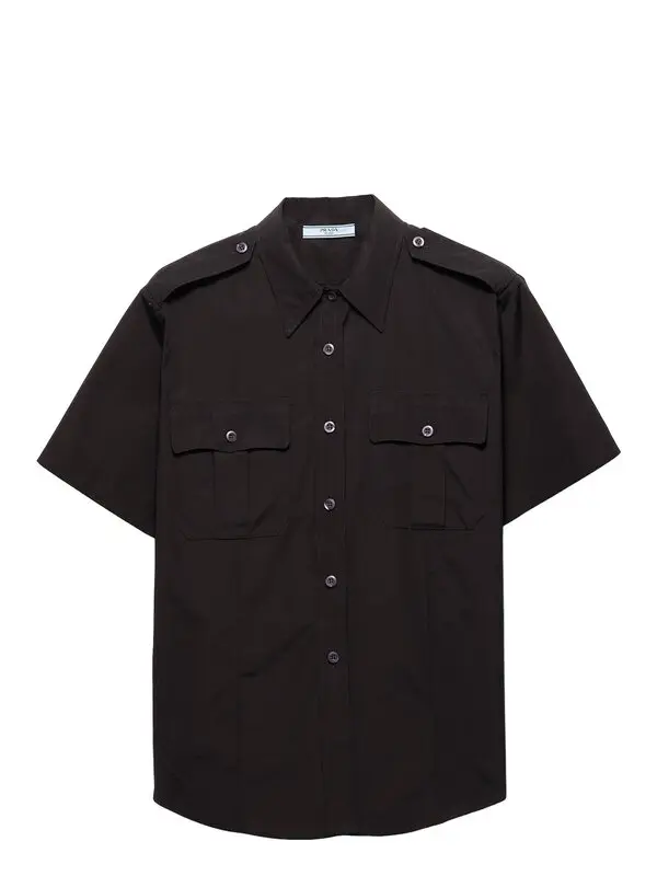 Prada Short-sleeved Poplin Shirt - Black