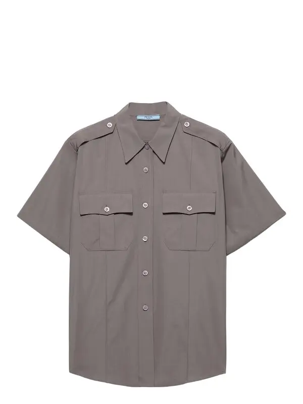 Prada Short-sleeved Poplin Shirt - Grey