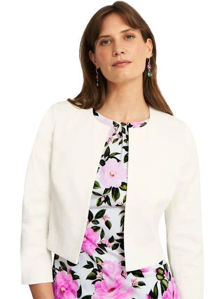 HOBBS LONDON Elize Cropped 3/4 Sleeve Occasion Jacket - Ivory