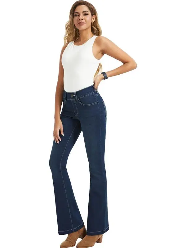 Betabrand Signature Mid-rise Denim Flare Leg Jeans - Roma Wash