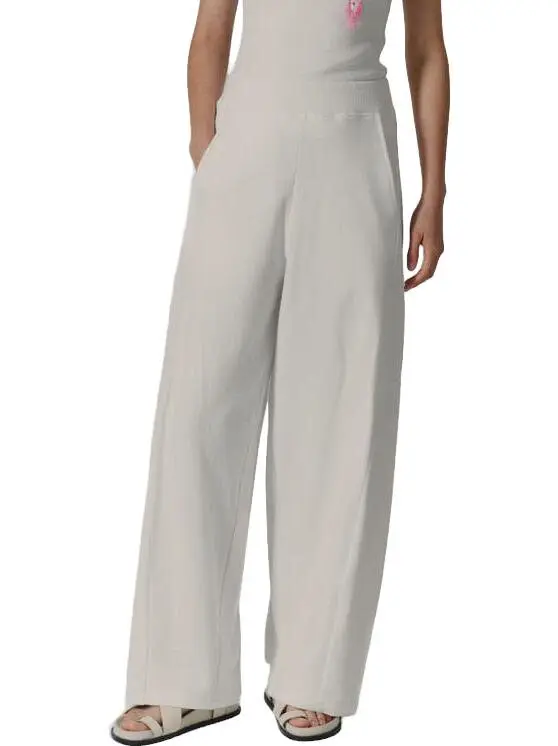 DE LORETA Horchata High-waist French Terry Pants - White