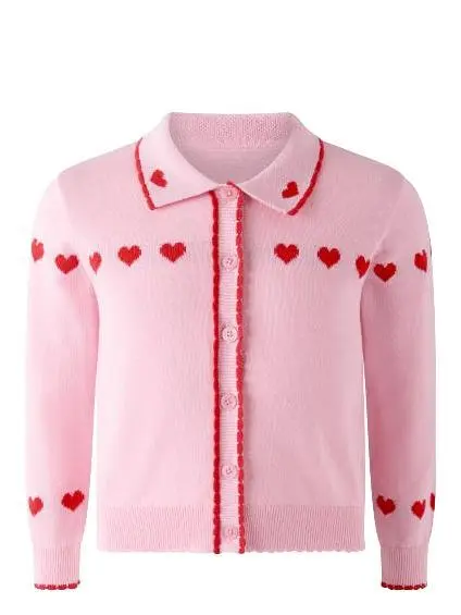 RACHEL RILEY Heart Intarsia Cardigan - Pink