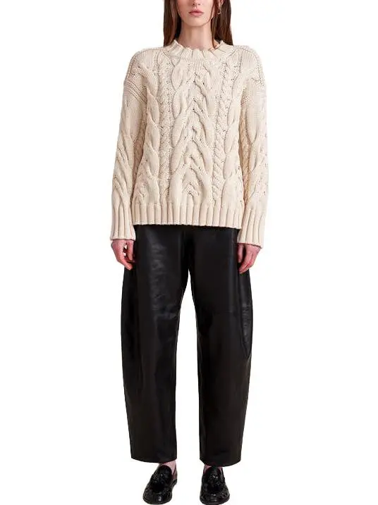 LA LIGNE Rhys Cable Knit Sweater - Cream