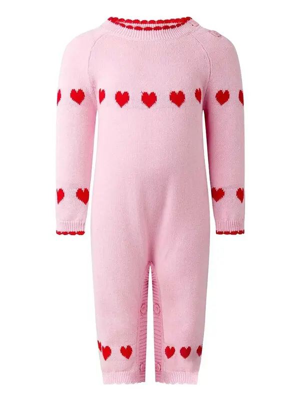 RACHEL RILEY Heart Intarsia Knit Romper - Pink
