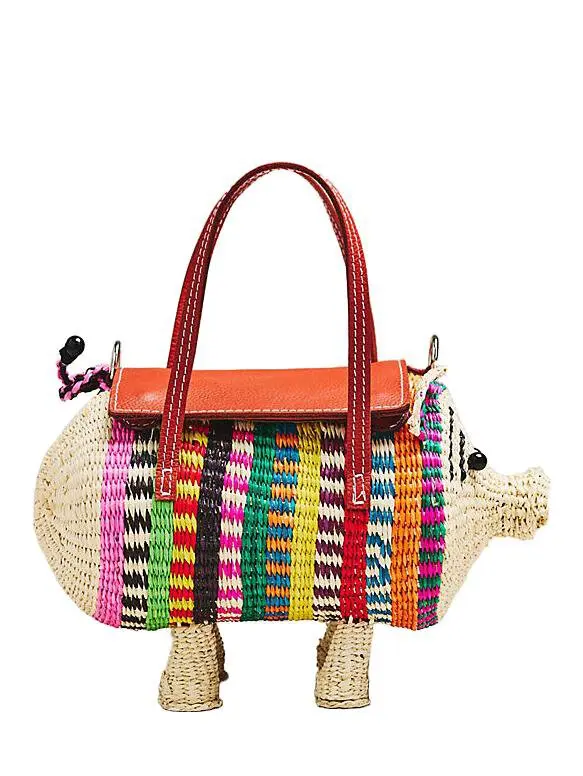 SENSI STUDIO Straw Pig Bag - Multi