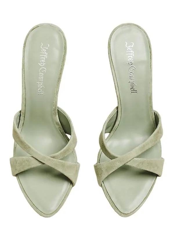 Jeffrey Campbell Symone Cross-strap Heels - Mint Suede
