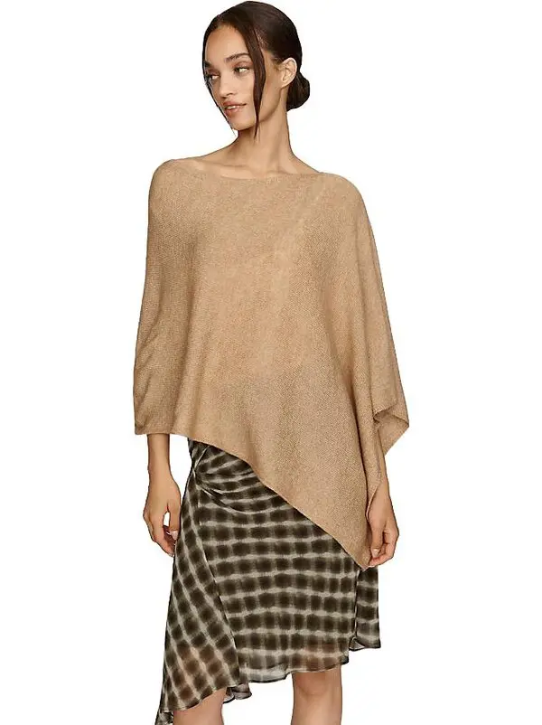 Anthropologie Knit Asymmetric Poncho - Camel