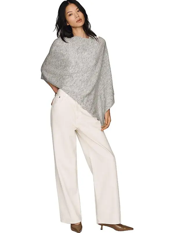 Anthropologie Knit Asymmetric Poncho - Grey