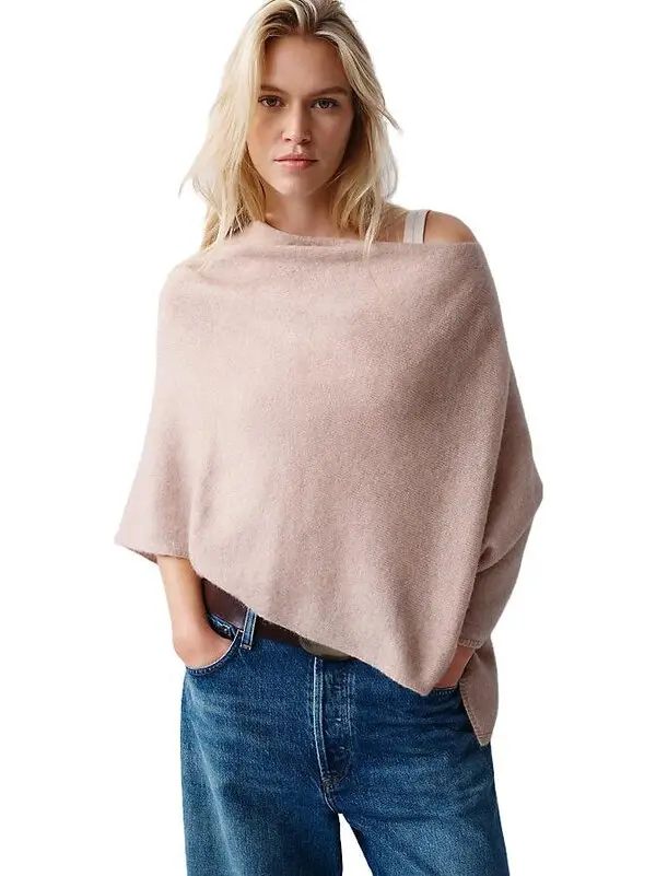 Anthropologie Knit Asymmetric Poncho - Tan