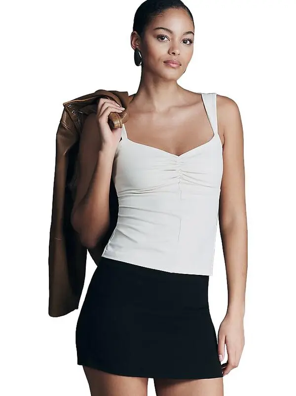 Susana Monaco Ruched Thick-strap Tank Top - Ivory