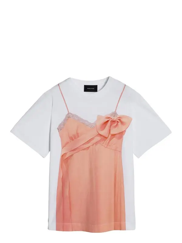 Simone Rocha T-shirt With Bow Sash Print And Illusion Slip Dress - Multicolor