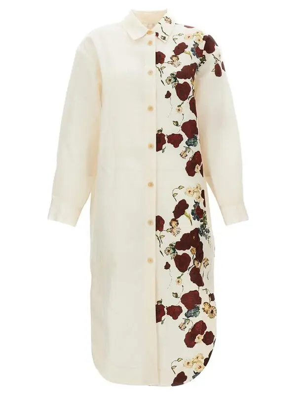 Khaite Floral Print Midi Dress - White