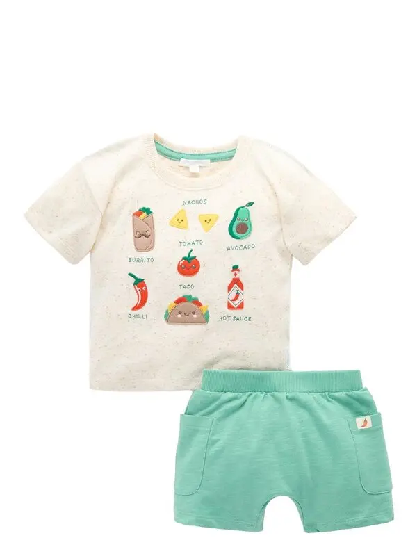 PUREBABY Small Bites Tee And Short Set - Iguana