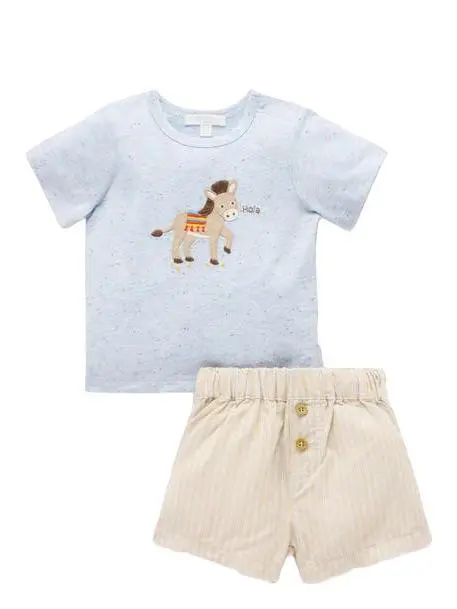 PUREBABY Tee And Shorts Set - Taco Stripe