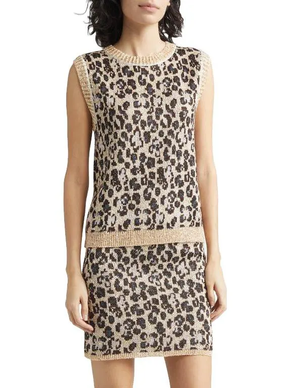 Missoni Animal Jacquard Sequin Sleeveless Sweater - Beige Base