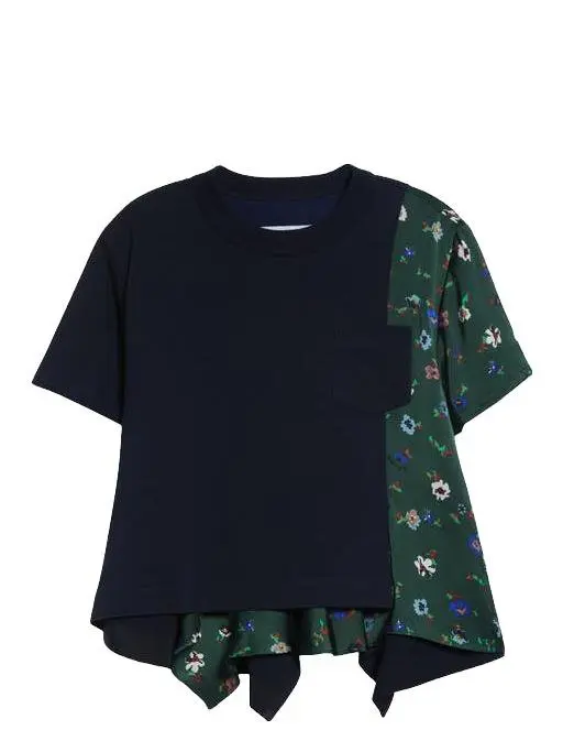 Sacai Mixed Media Pocket T-shirt - Navy/green