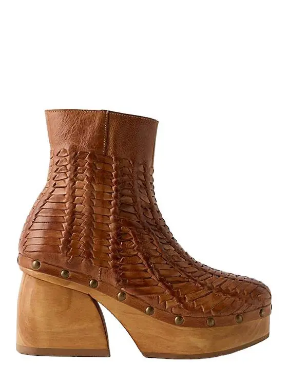 Bed Stu Juna Woven Clog Boots - Tan