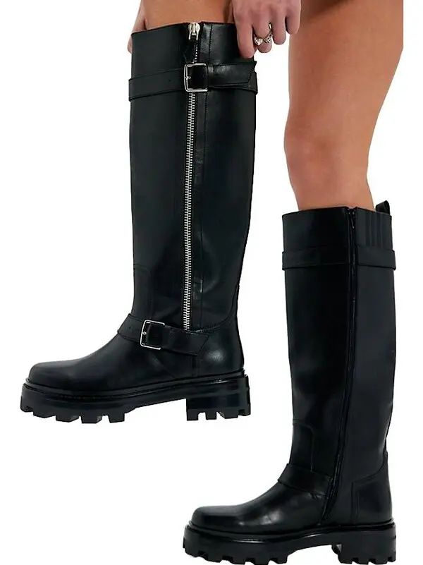 Jeffrey Campbell Just A Crush Moto Boots - Black