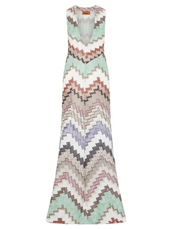 Missoni Striped Metallic Crochet-knit Maxi Dress - White
