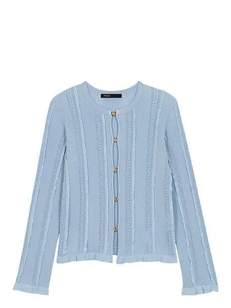 Maje Two-in-one Openwork Knitted Cardigan - Blue Sky