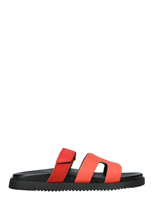 Steve Madden Missile Flat Faux Leather Sandals - Red