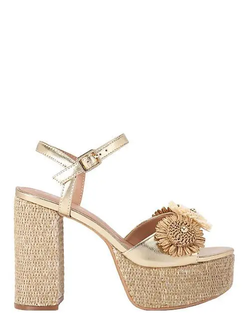 Carvela Sorrento Flower Platform Sandals - Gold