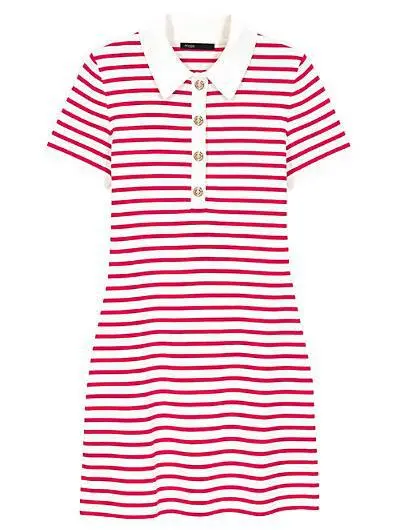 Maje Striped Cotton-blend Mini Dress - Red