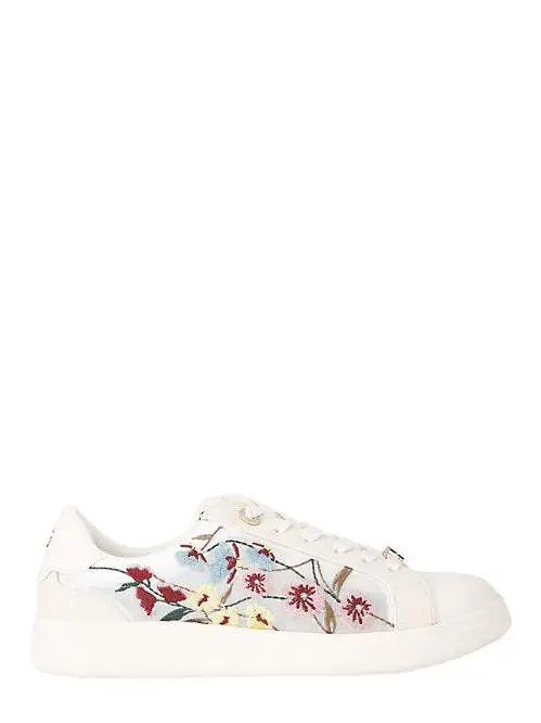 Kurt Geiger Eliza Embroidered Leather Trainers - White/oth