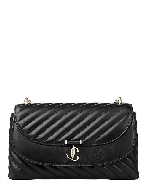 JIMMY CHOO Curve Medium Leather Cross-body Bag - Black/shiny Gold