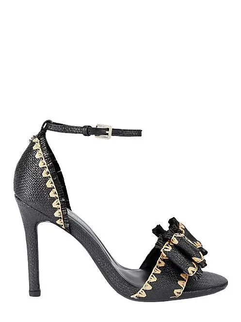 Kurt Geiger Robbie Raffia Heeled Sandals - Black