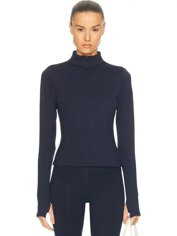 Splits59 Stevie Active Rib Half Zip Top - Heather Indigo