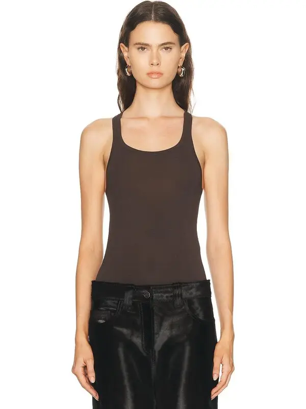 Brandon Maxwell Raven Knit Tank Top - Truffle
