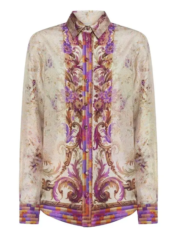 PIERRE-LOUIS MASCIA Floral Long-sleeve Shirt - Neutrals