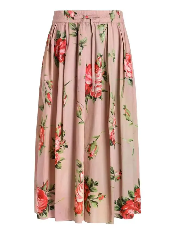 Dolce & Gabbana Floral Print Drawstring Skirt - Pink