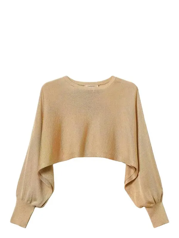 TWINSET Lurex Cropped Top - Neutrals