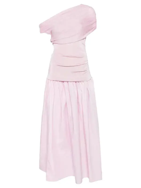SELF-PORTRAIT Draped Ruched Midi Dress - Pink