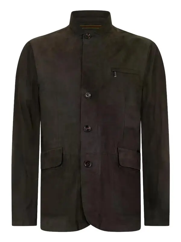 MOORER Buttoned Suede Jacket - Green