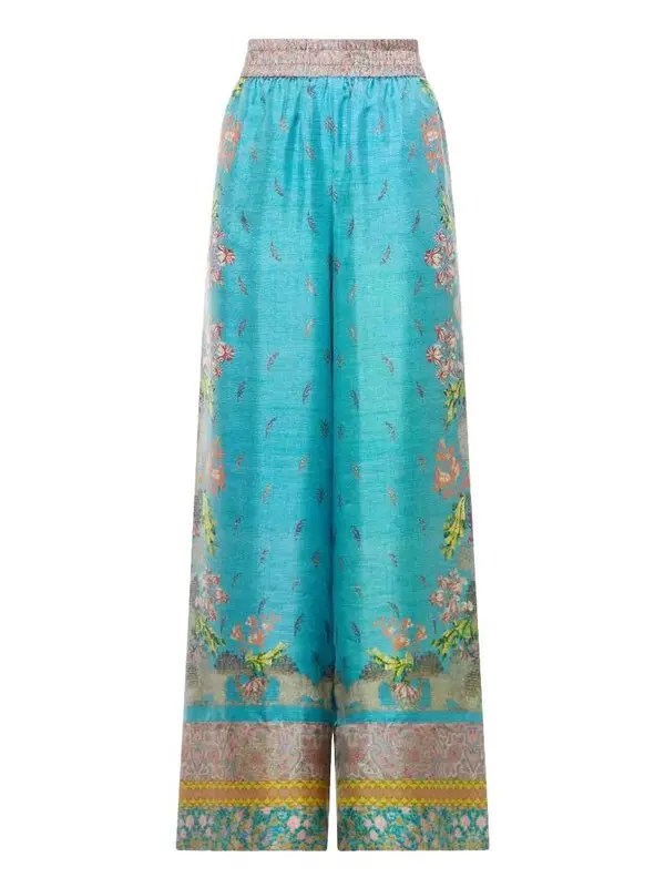 PIERRE-LOUIS MASCIA Floral-print Trousers - Blue