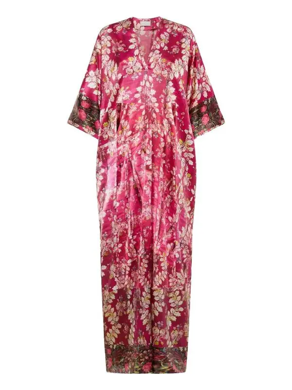 PIERRE-LOUIS MASCIA Floral-print V-neck Kaftan - Pink