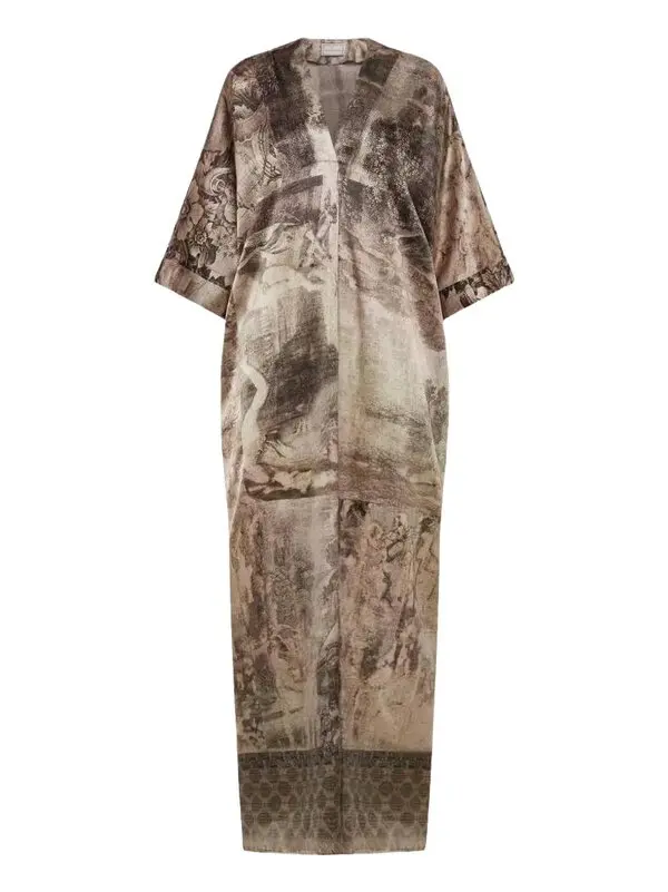 PIERRE-LOUIS MASCIA Abstract-print Kaftan - Neutrals